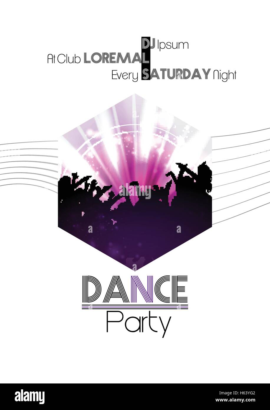 Dance Party Night Poster Background Template - Vector Illustration ...
