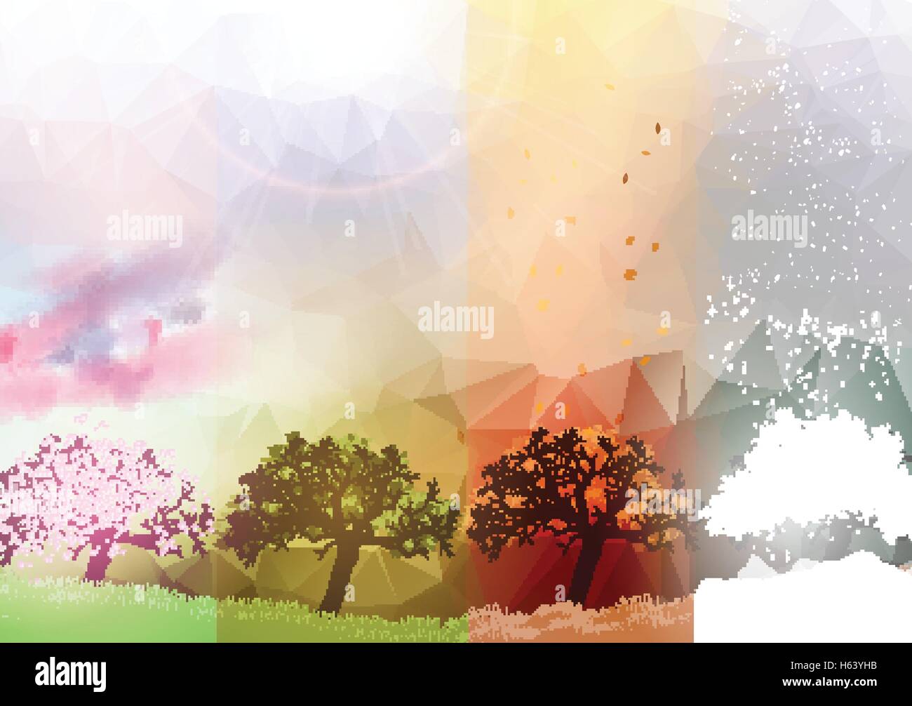 Four Seasons Banners with Abstract Trees - Vector Illustration Stock ...