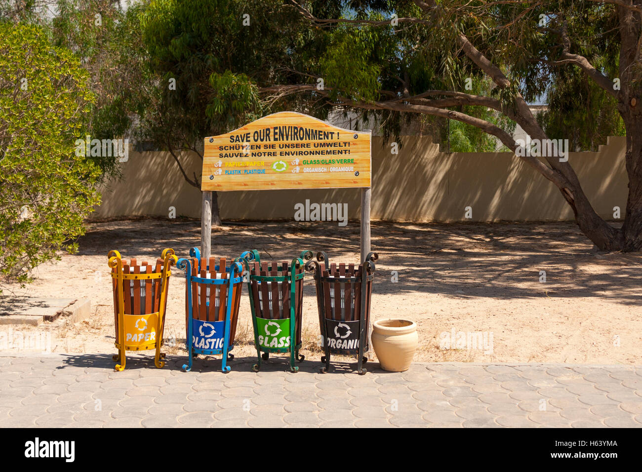outside recycling collection bins Stock Photo - Alamy