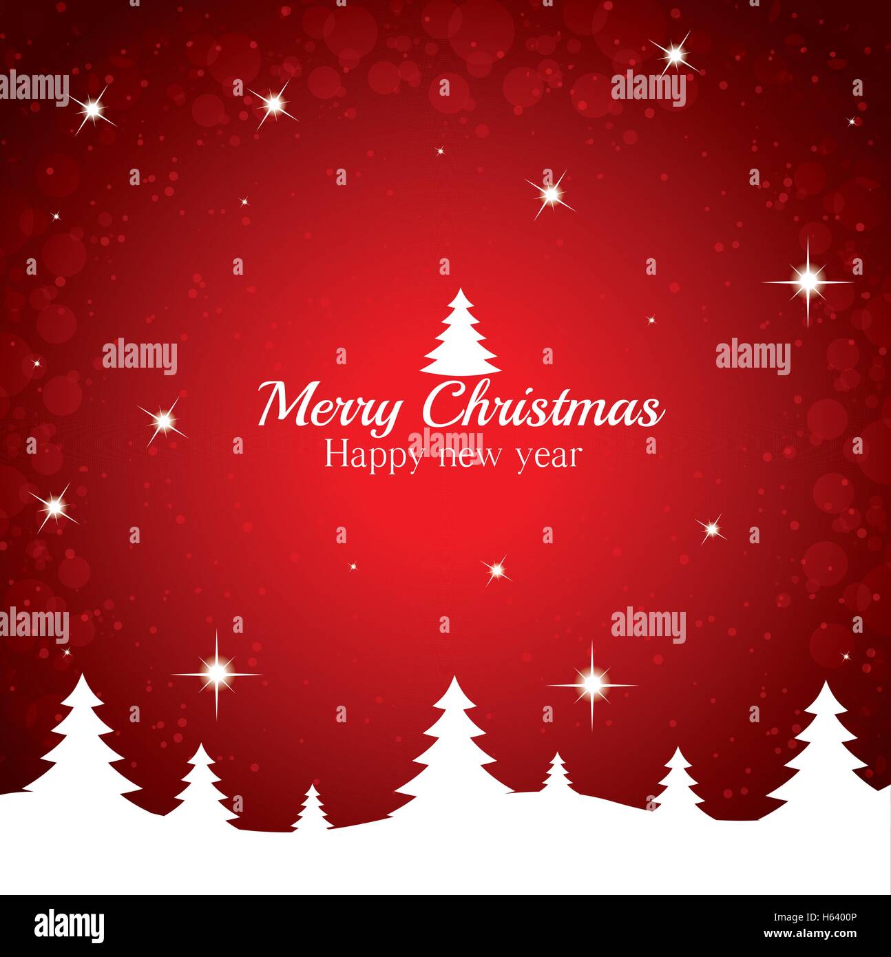 merry christmas happy new year tree red background Stock Vector Image ...