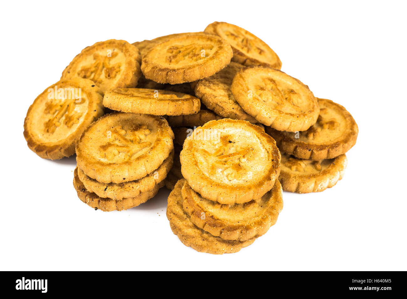 Round Shortbread Biscuits on a White Stock Photo - Alamy