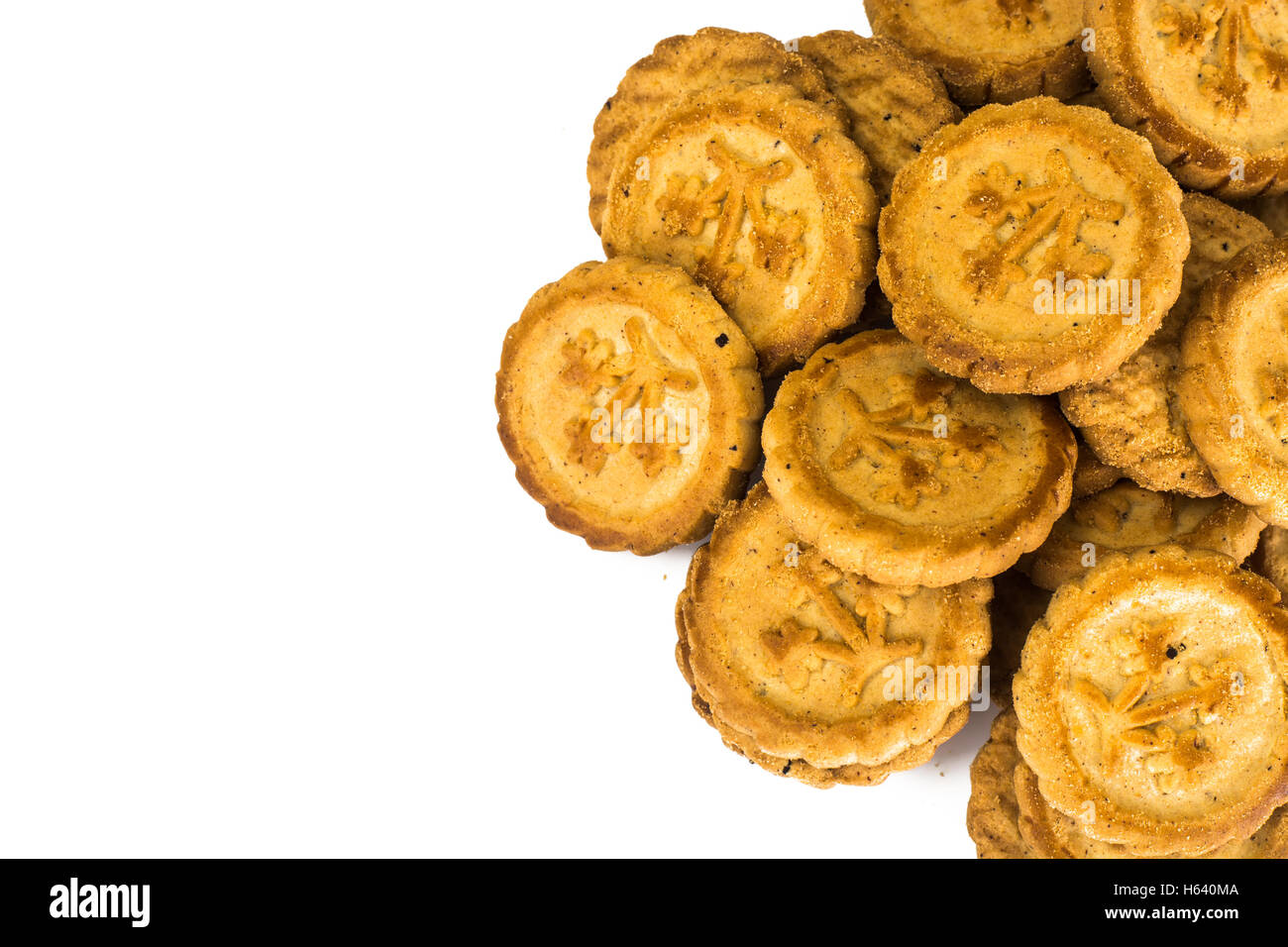Round Shortbread Biscuits on a White Stock Photo - Alamy
