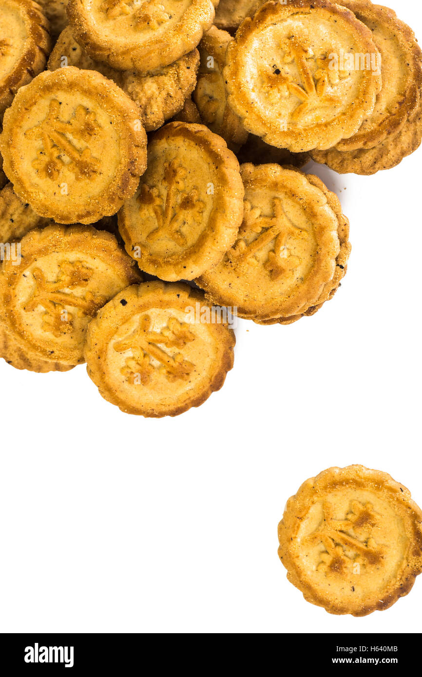 Round Shortbread Biscuits on a White Stock Photo - Alamy