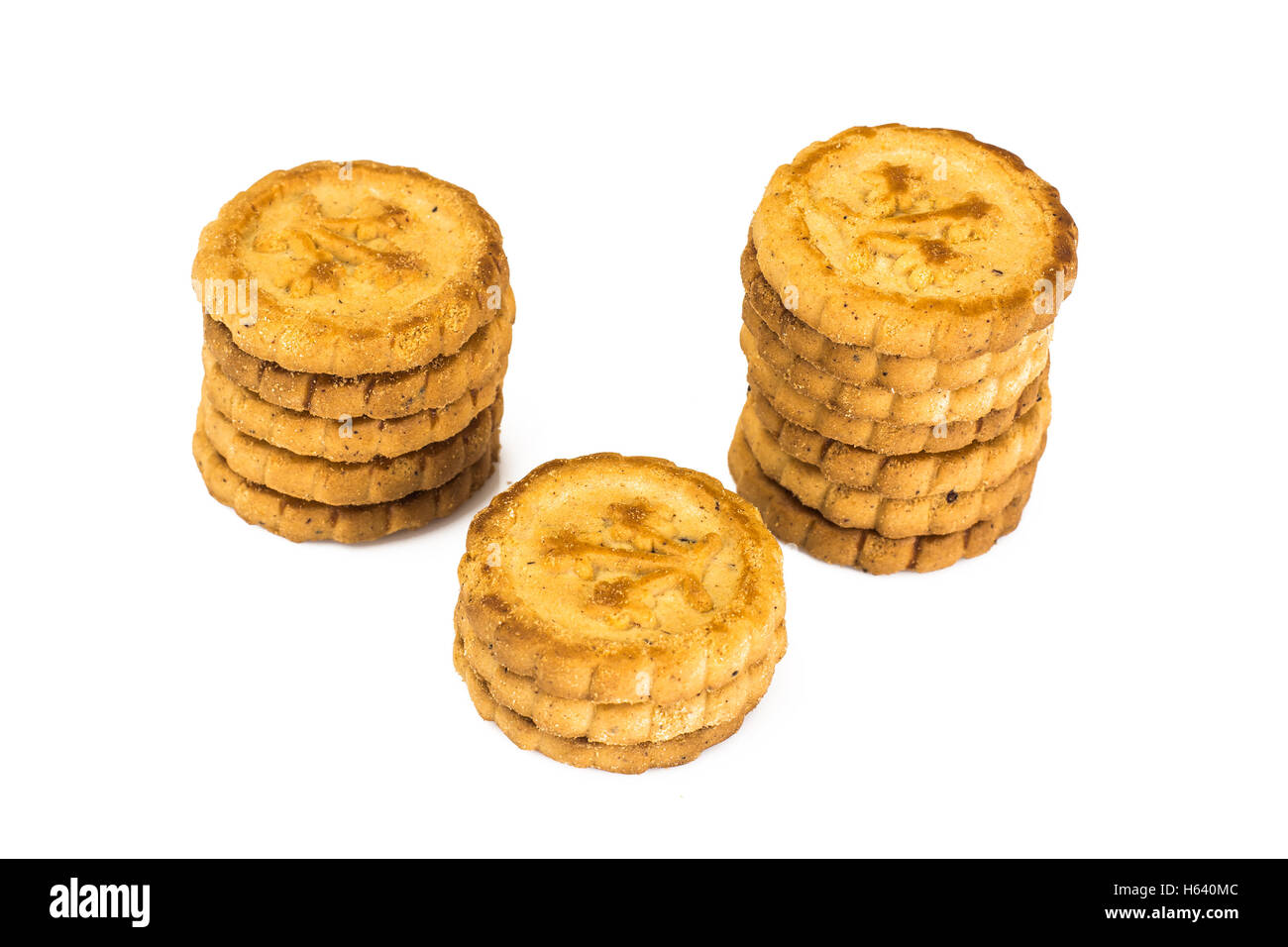 Round Shortbread Biscuits on a White Stock Photo - Alamy