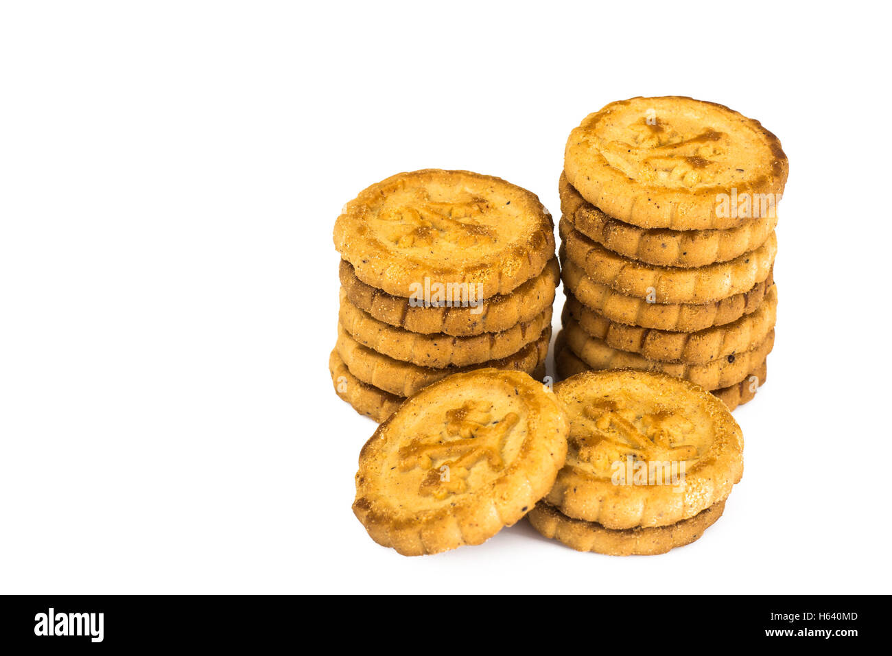 Round Shortbread Biscuits on a White Stock Photo - Alamy