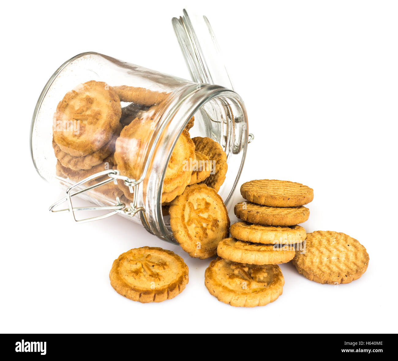 Round Shortbread Biscuits on a White Stock Photo - Alamy