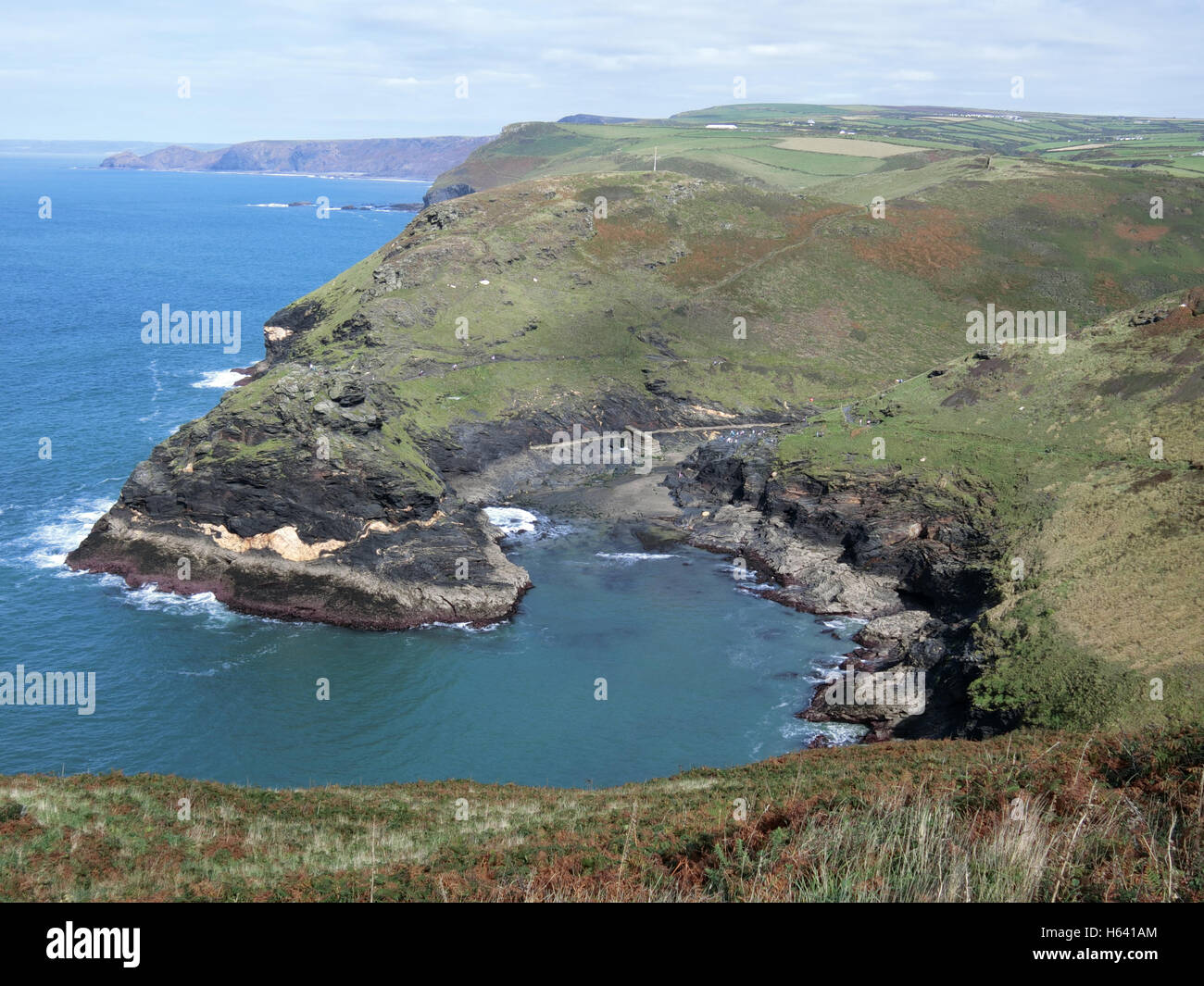 Boscastle Harbour and Penally Point, Cornwall, England, UK Stock Photo ...