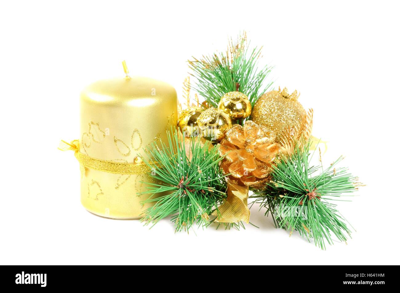Golden christmas decor on Cut Out Stock Images & Pictures - Alamy