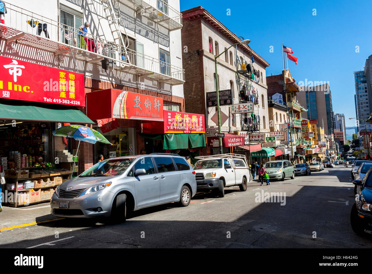 San Francisco, CA, USA, Street Scenes, Chinatown, Store fronts, Parked ...