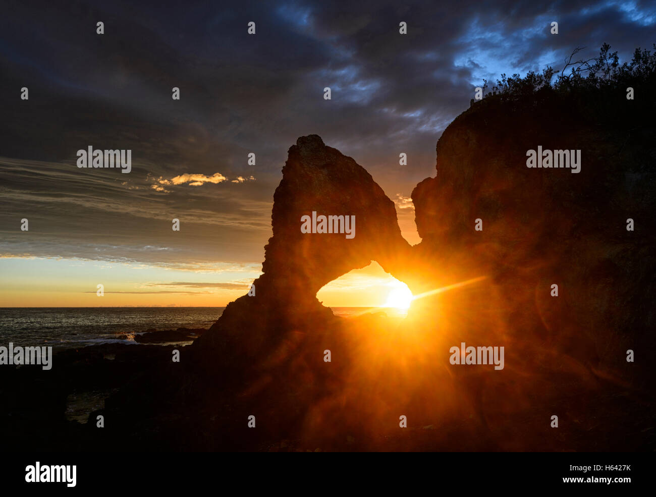View of iconic Australia Rock at sunrise, Narooma, New South Wales, NSW ...