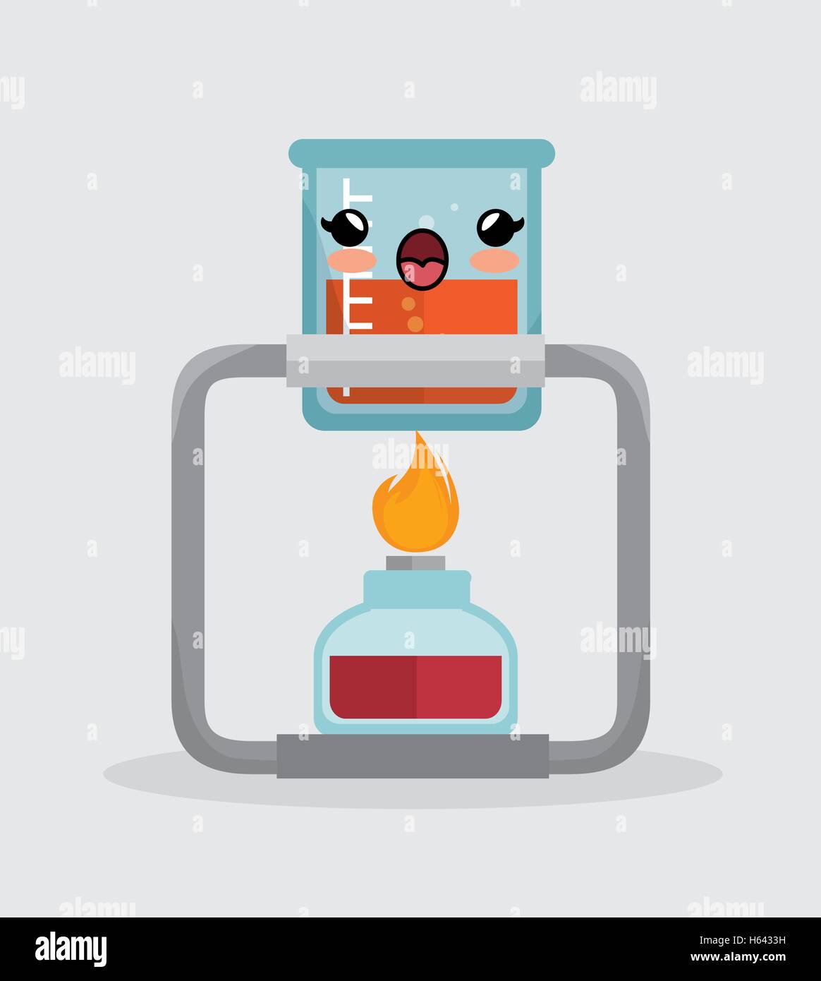 kawaii beaker lab with bunsen burner chemistry Stock Vector Image & Art ...
