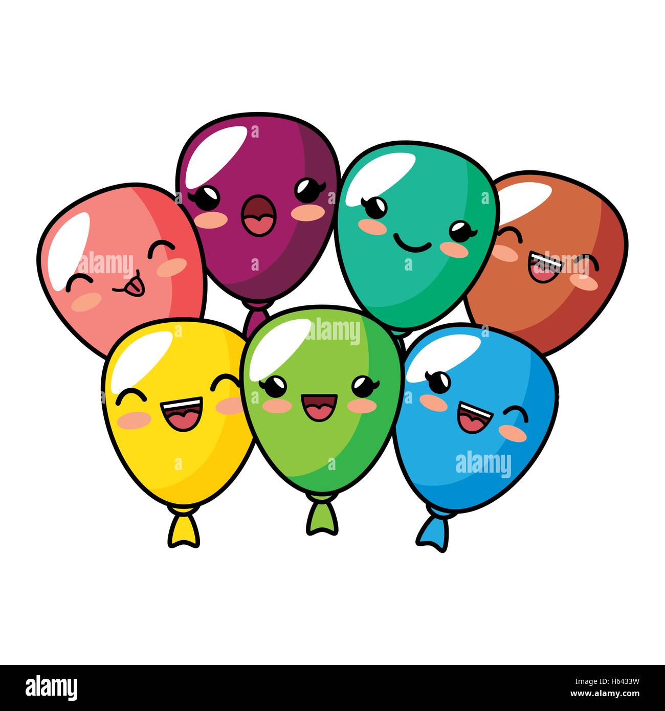 kawaii cute balloons party decoration design Stock Vector Image & Art ...