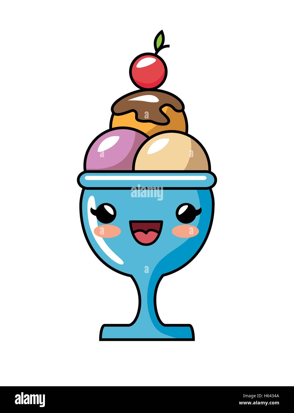 kawaii cute sundae cream cherry Stock Vector Image & Art - Alamy