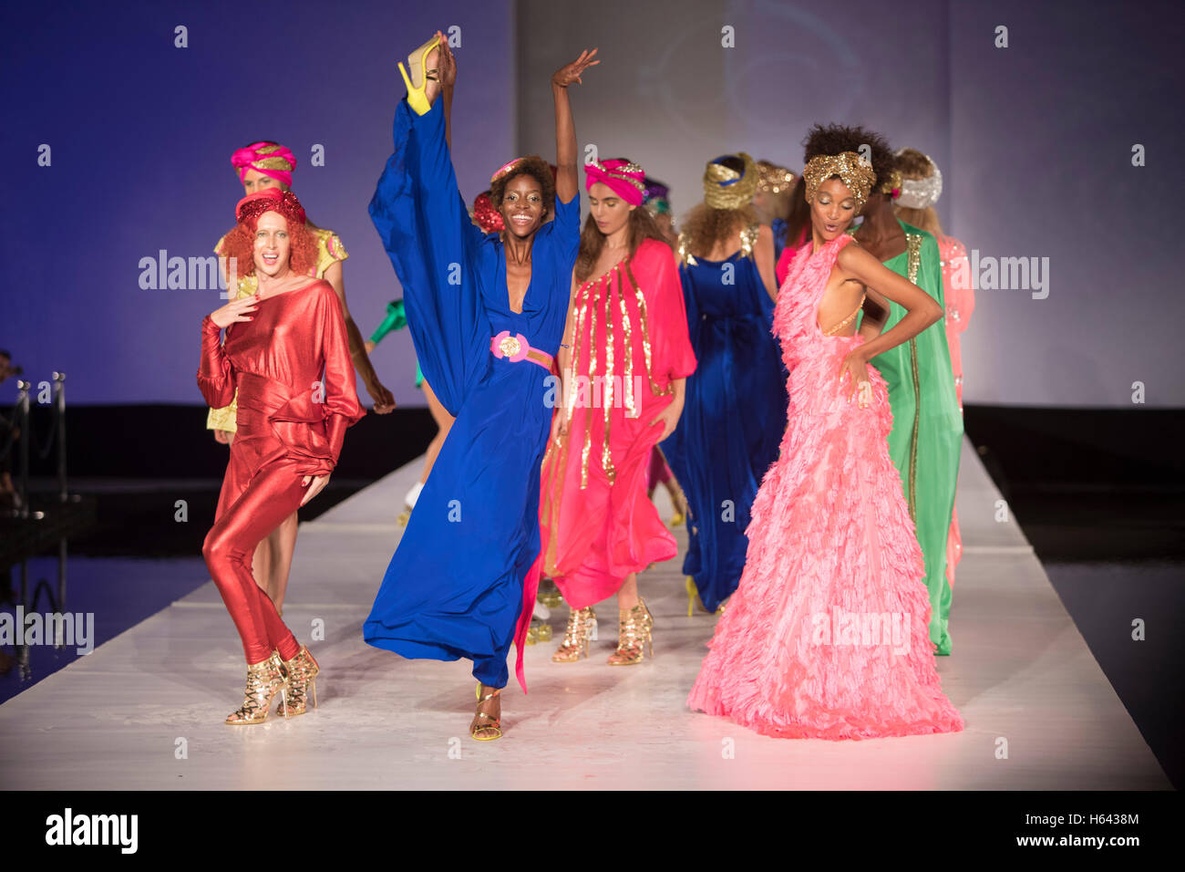 Models on the runway, Los Angeles Fashion Week, Thursday, October 13 ...