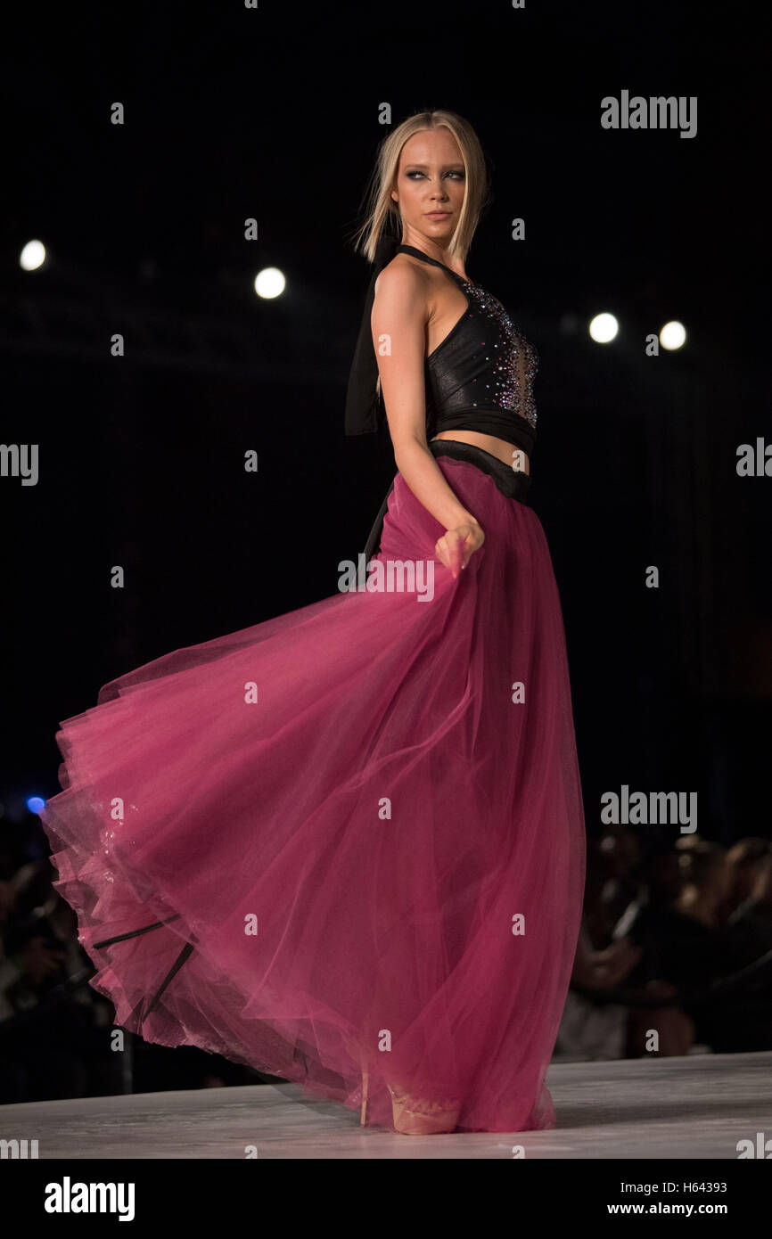 Modles on the runway. Los Angeles Fashion Week at The Pacific Design ...