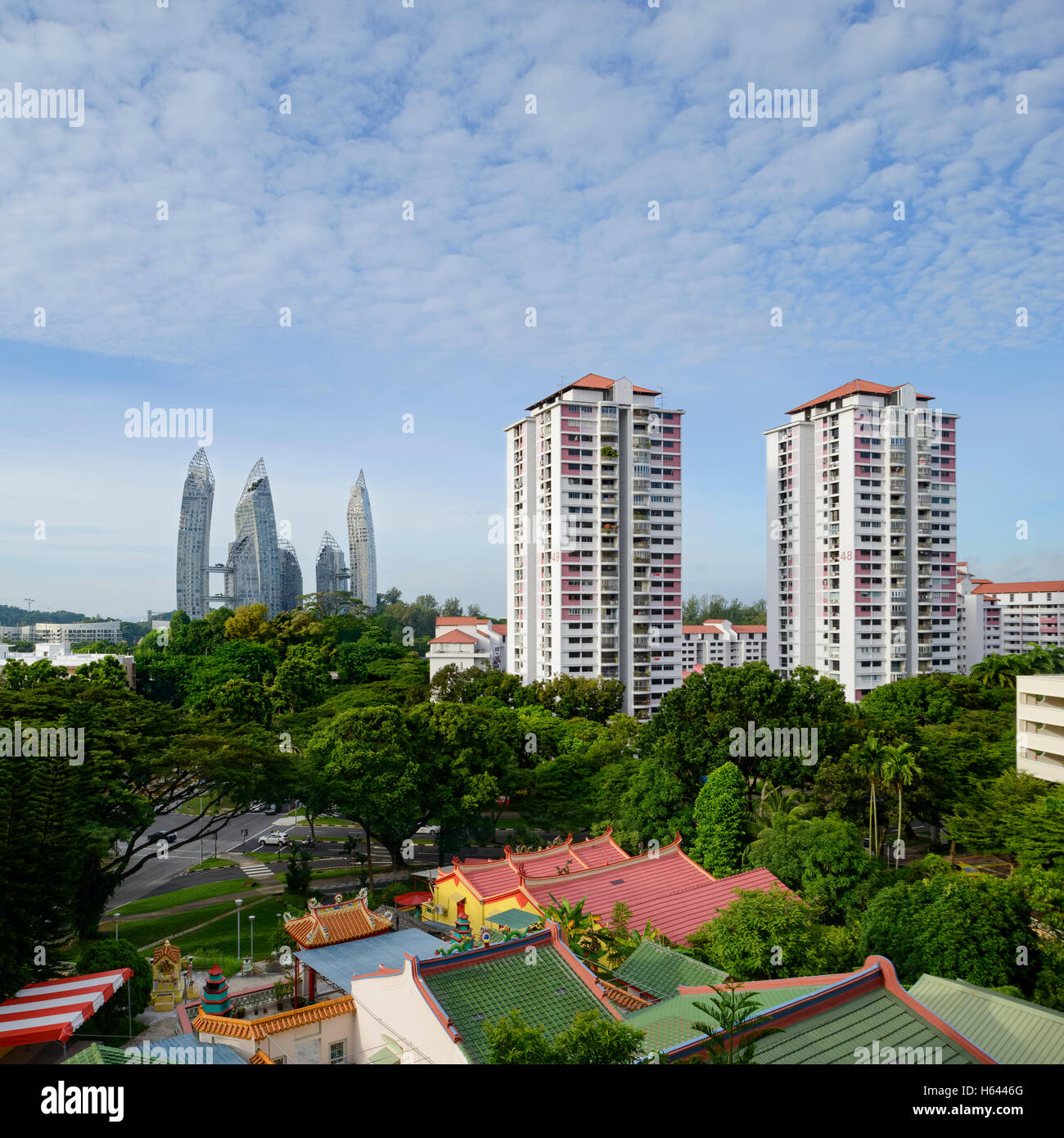 Reflections at Keppel Bay with Ban Siew San Temple in the Foreground ...