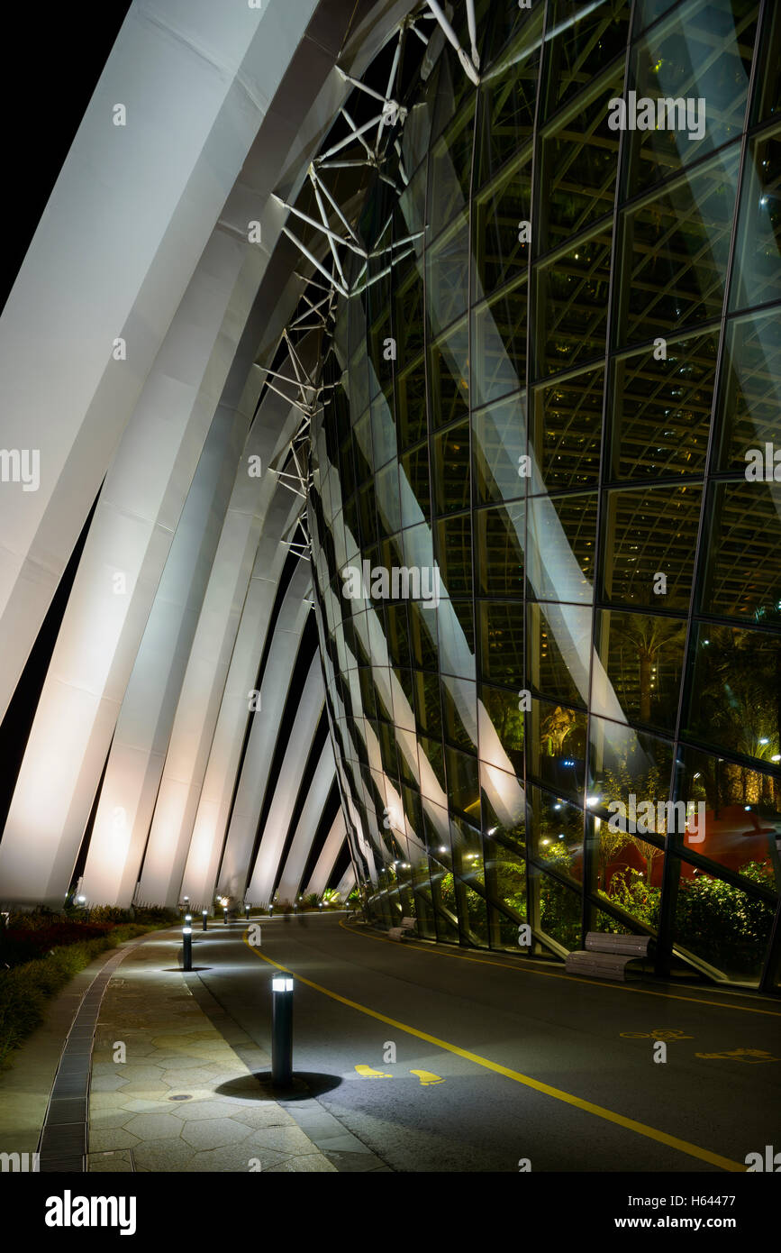 Detail view of the Flower Dome at Night, Gardens by the Bay, Singapore ...
