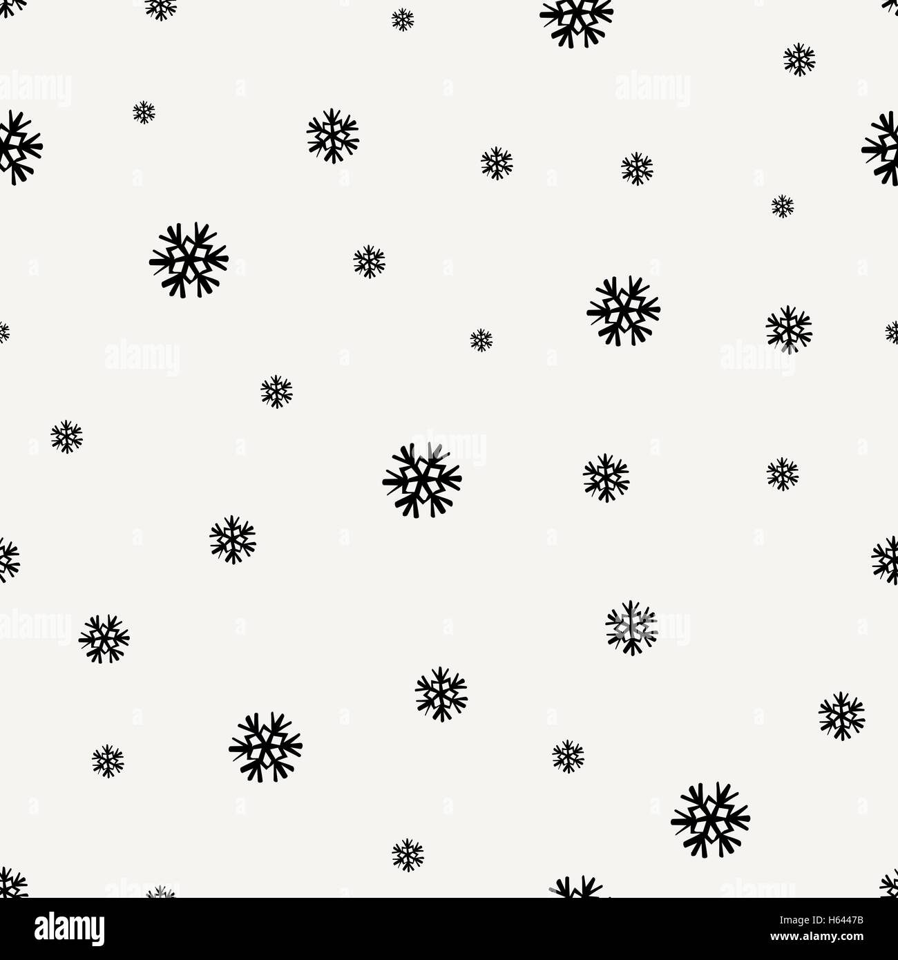 Seamless repeating pattern with snowflakes in black on cream backdrop ...