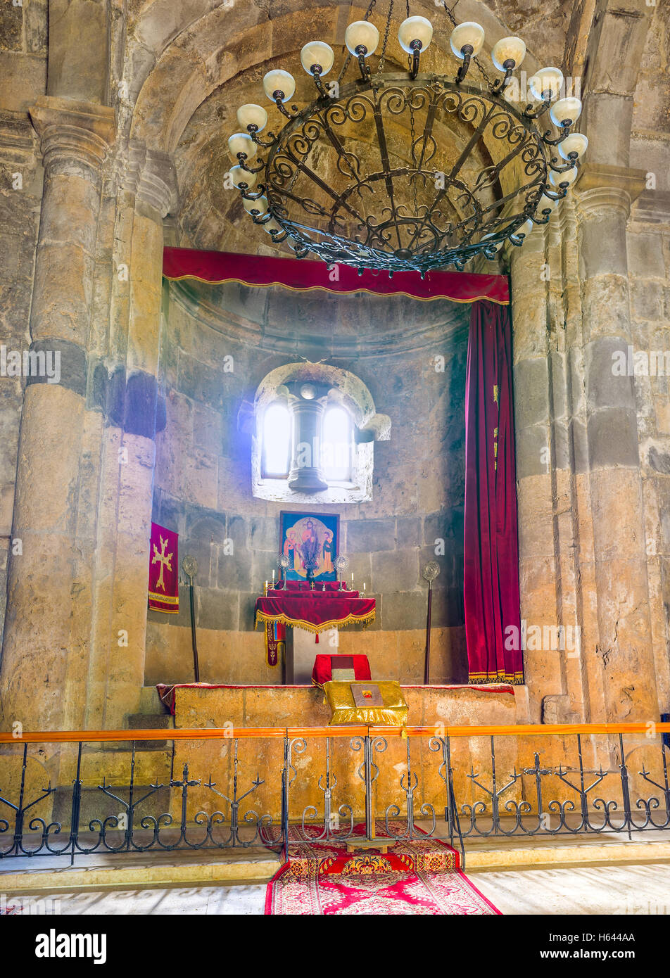 The old stone altar in Astvatsatsin Church in Haghartsin Monastery ...