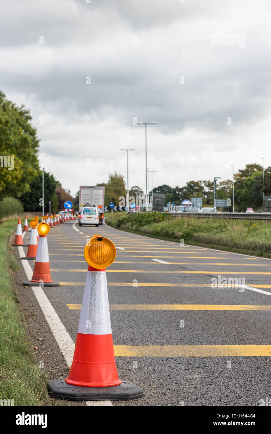 Authentic UK Motorway Roadworks Cone Sign Stock Photo - Alamy