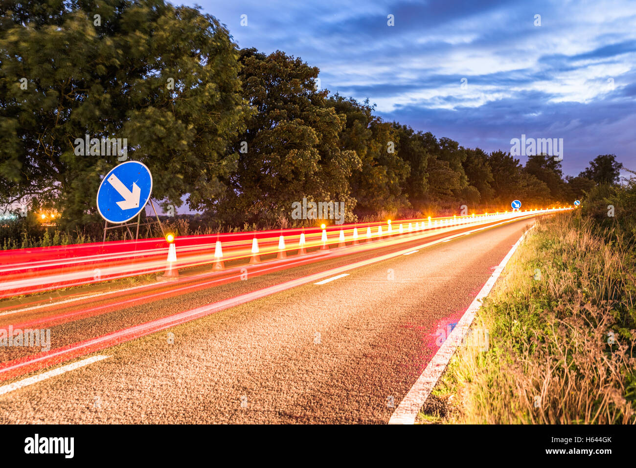 Authentic UK Motorway Services Road Sign at Night Traffic Stock Photo ...
