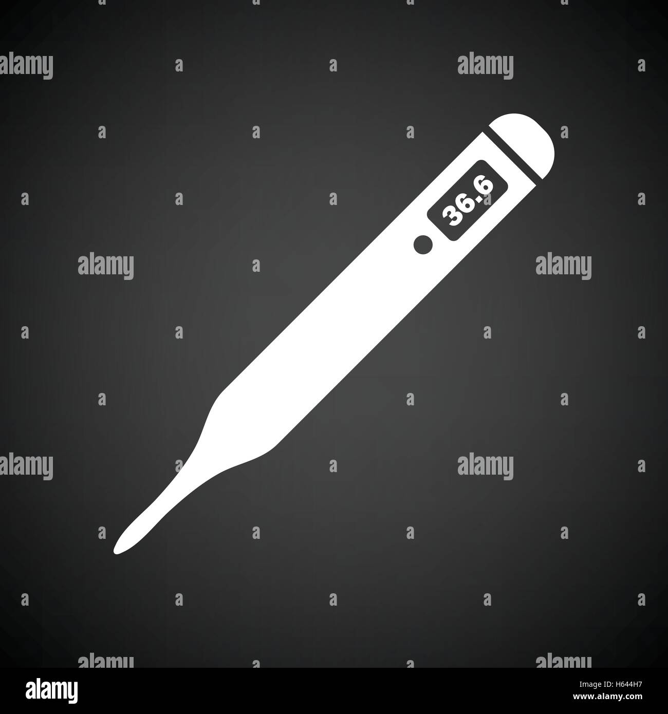 Medical thermometer icon. Black background with white. Vector ...