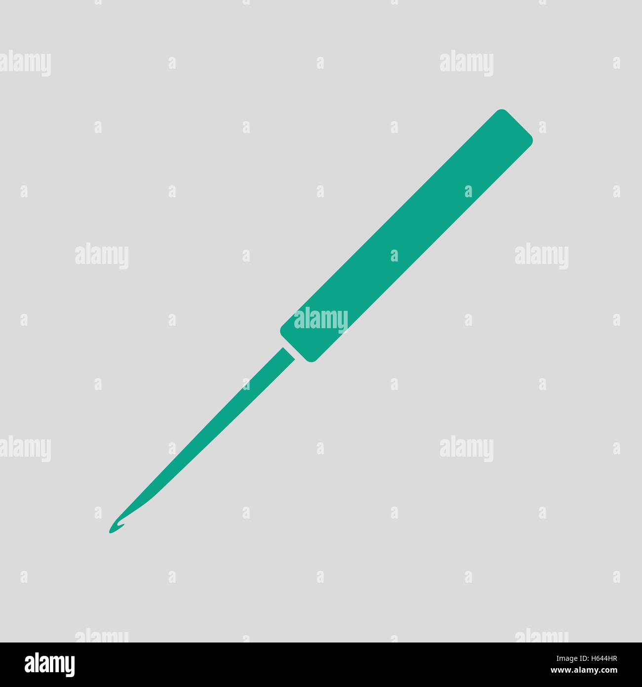 Crochet hook icon. Gray background with green. Vector illustration ...
