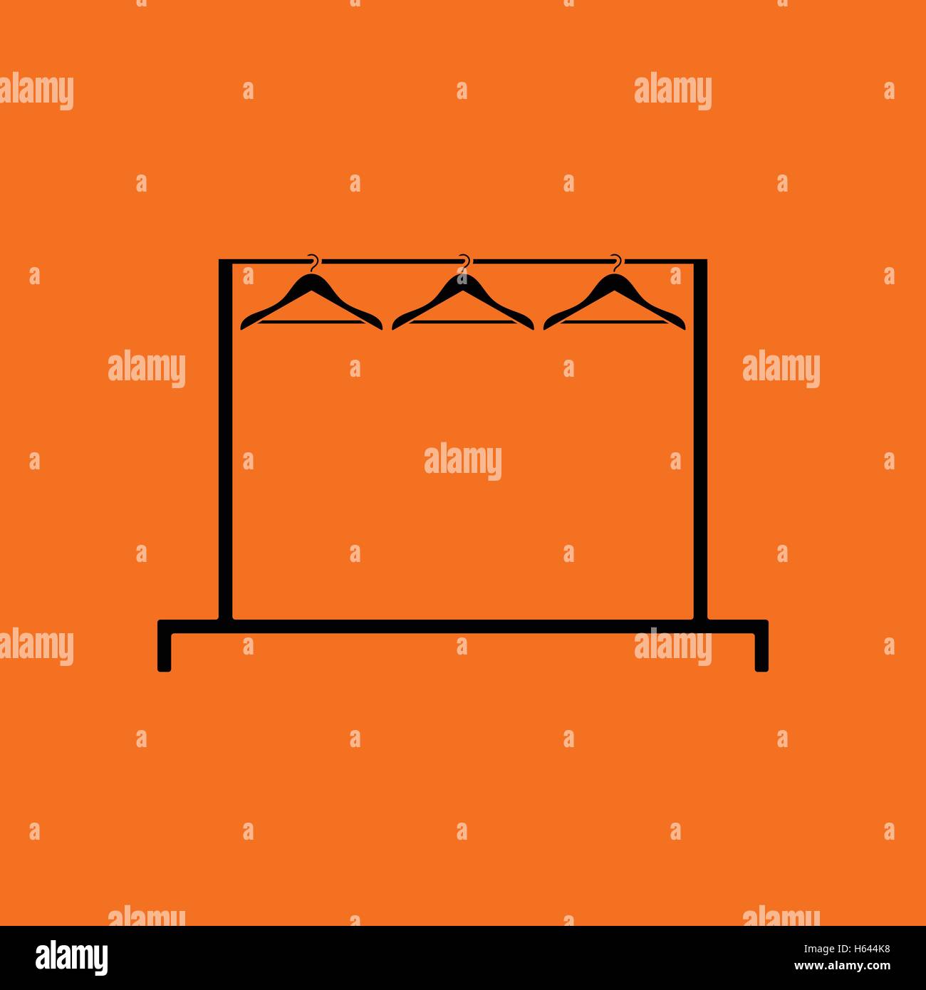 Clothing rail with hangers icon. Orange background with black. Vector ...