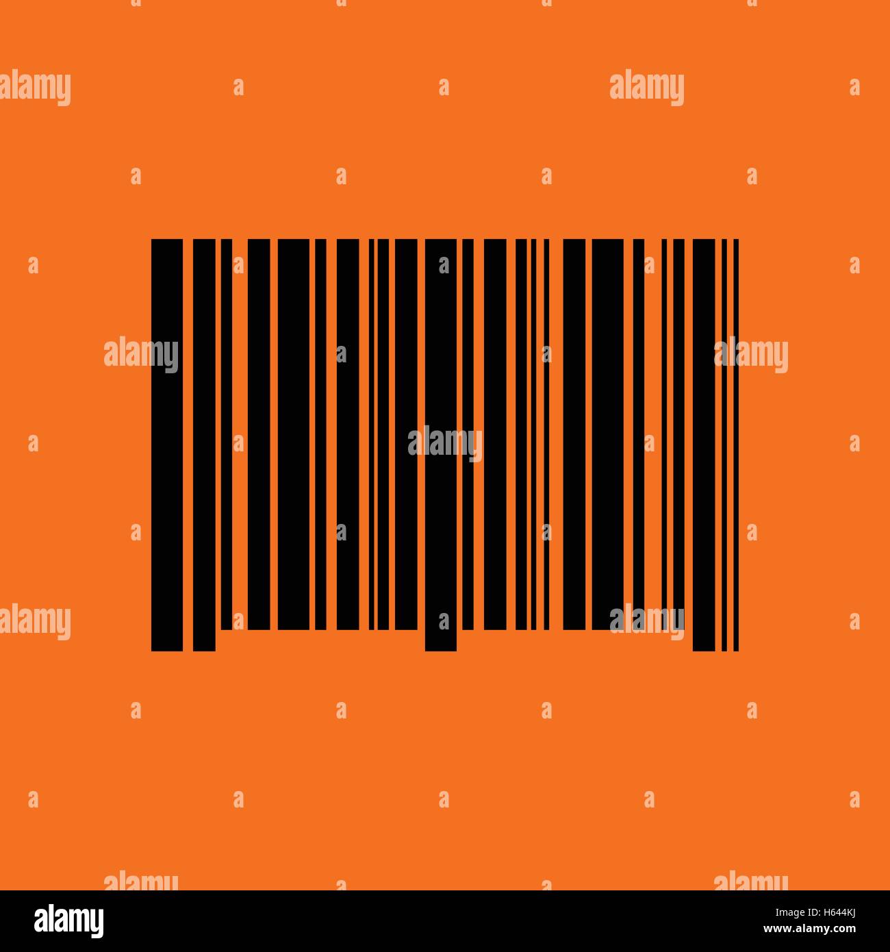 Bar code icon. Orange background with black. Vector illustration Stock ...