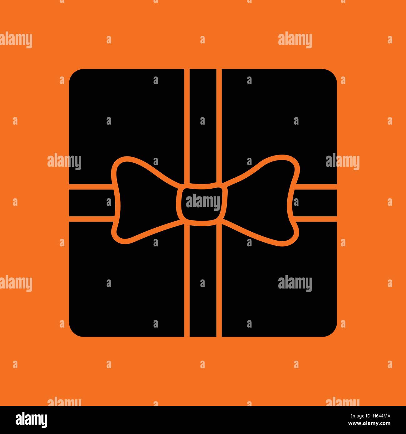 Gift box with ribbon icon. Orange background with black. Vector ...