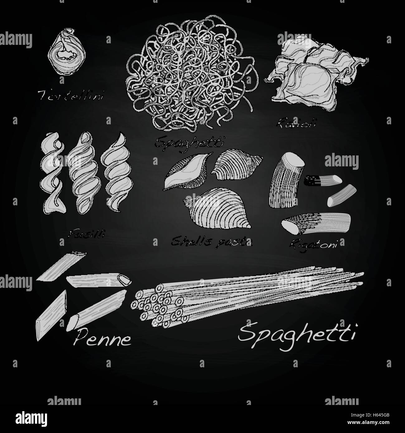 Set of pasta shapes. Vector illustration Stock Vector Image & Art - Alamy