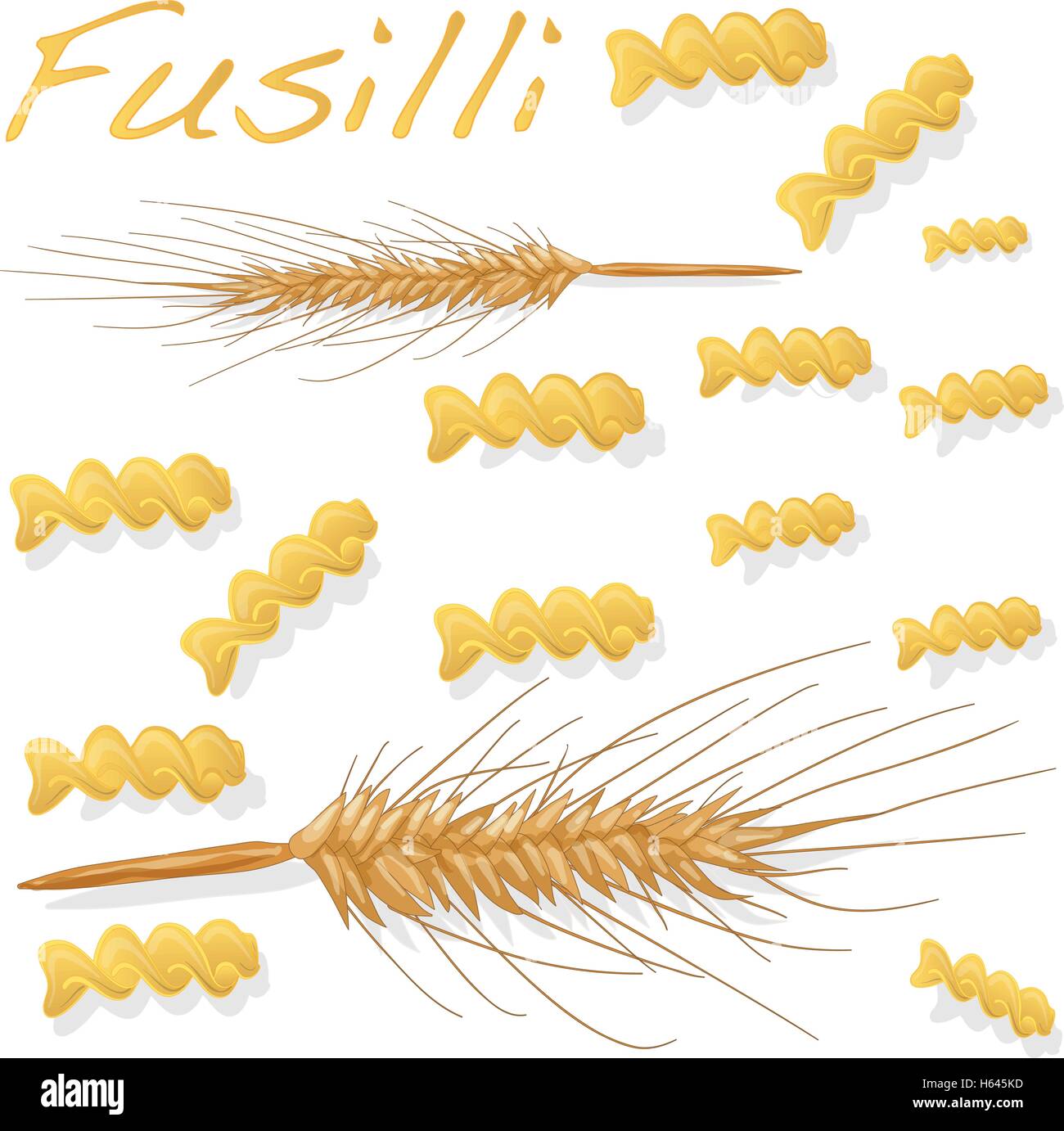 Fusilli pasta vector illustration isolated Stock Vector Images - Alamy