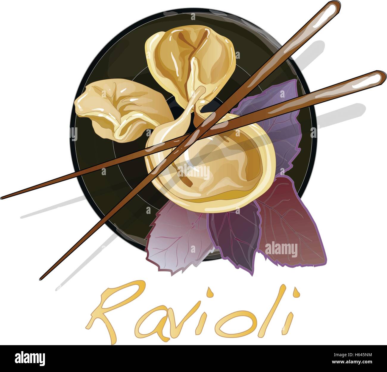 Filled ravioli plate Stock Vector Images - Alamy