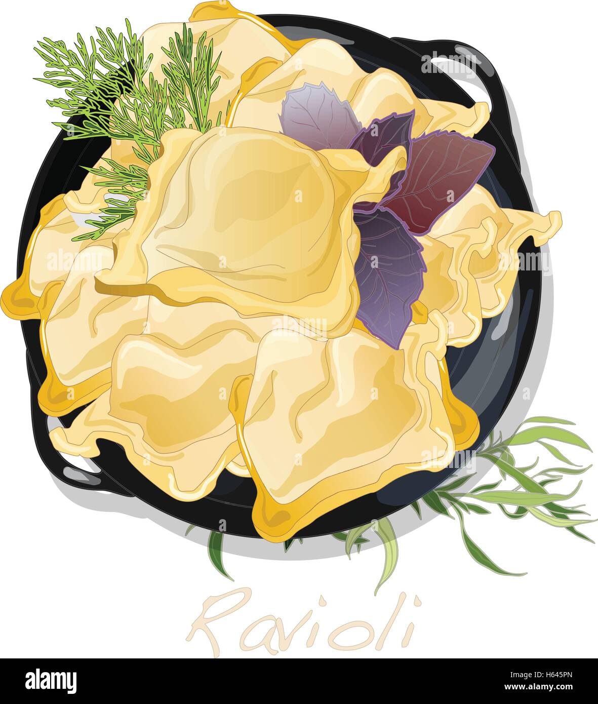 Ravioli pasta set vector illustration Stock Vector Image & Art - Alamy