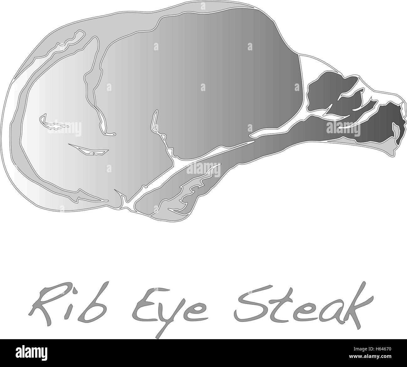 Close up raw beef rib eye steak isolated vector on white Stock Vector ...