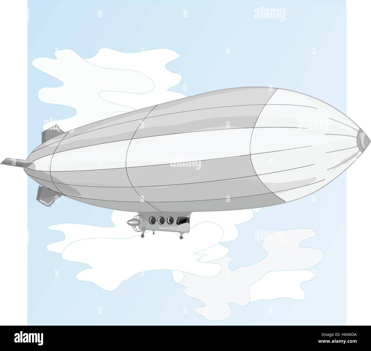 Vintage airship. Dirigible balloon. Vector illustration isolated Stock ...