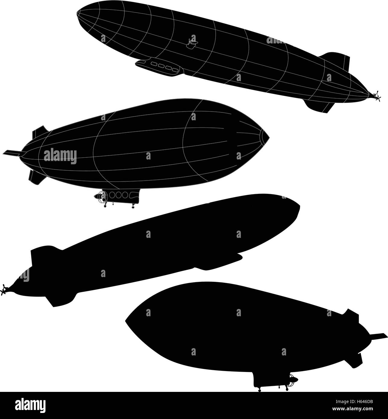 Vintage airship. Dirigible balloon. Vector illustration isolated Stock ...