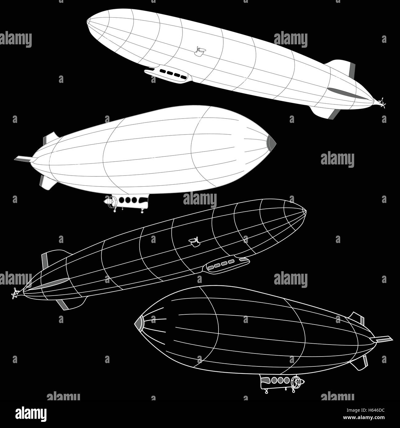 Vintage airship. Dirigible balloon. Vector illustration isolated Stock ...