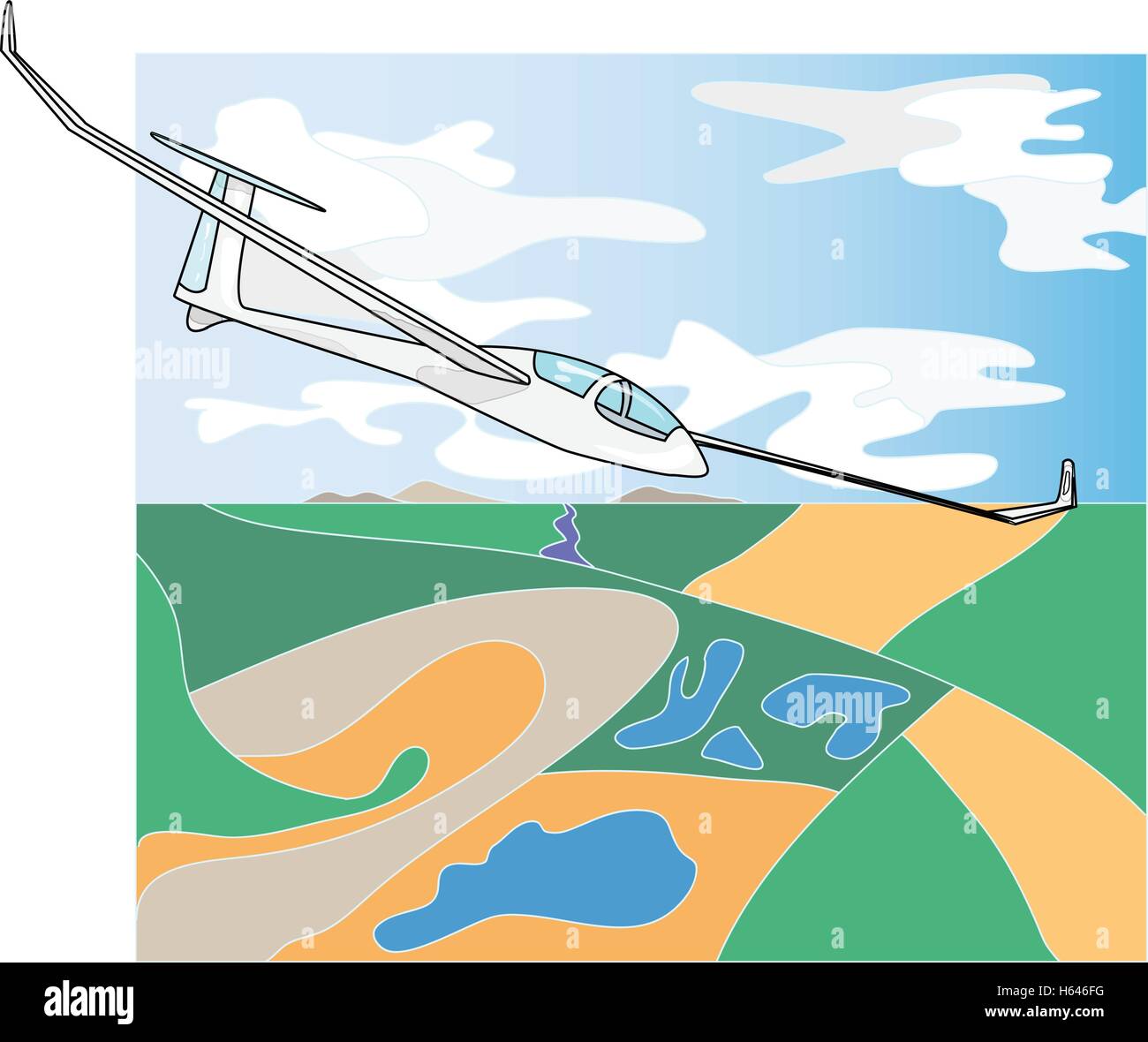 Glider sailplane illustration isolated on sky background Stock Vector ...