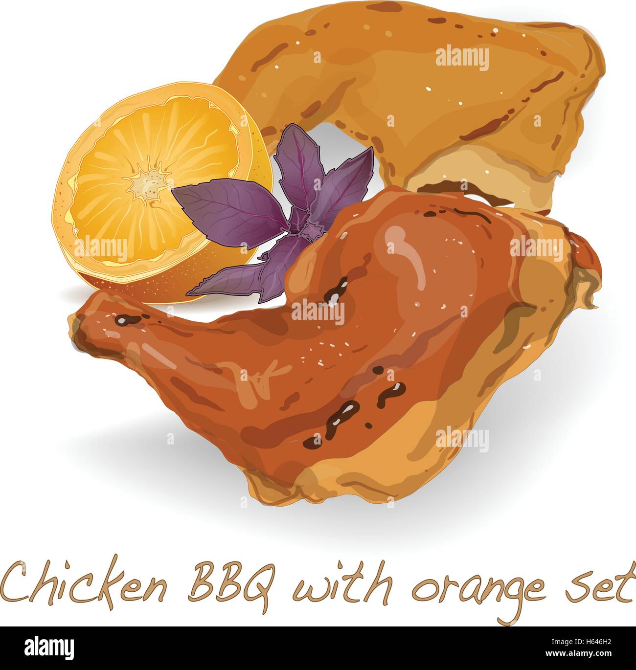 Chicken Leg Quarters BBQ isolated Stock Vector Image & Art - Alamy