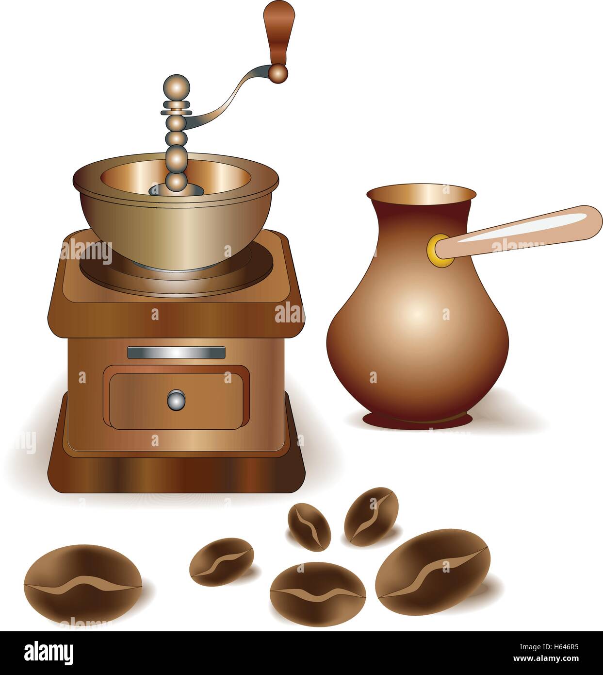 Hot coffee old grinder Stock Vector Images - Alamy