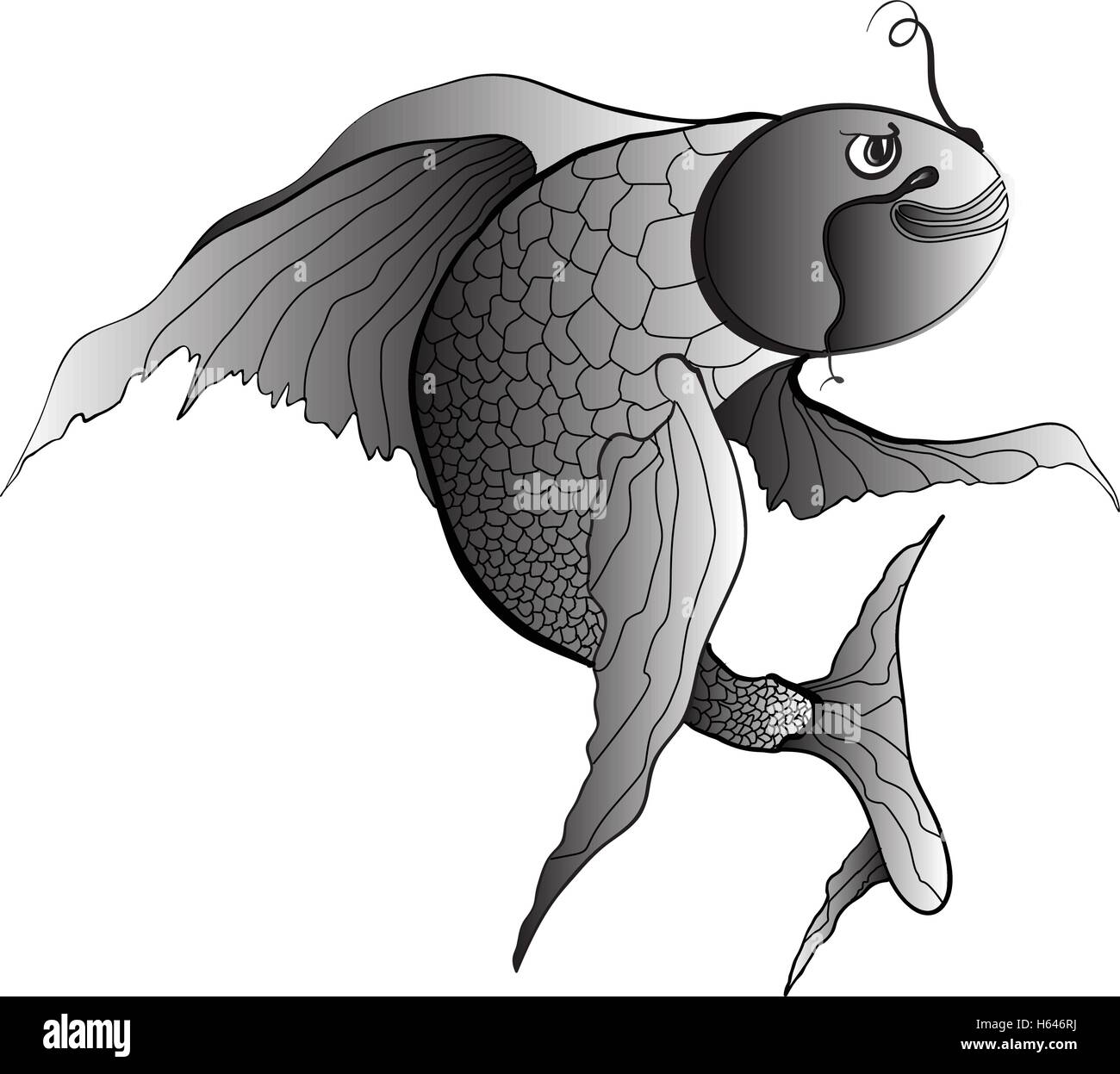 Drawing aquarium art white black Stock Vector Images - Alamy