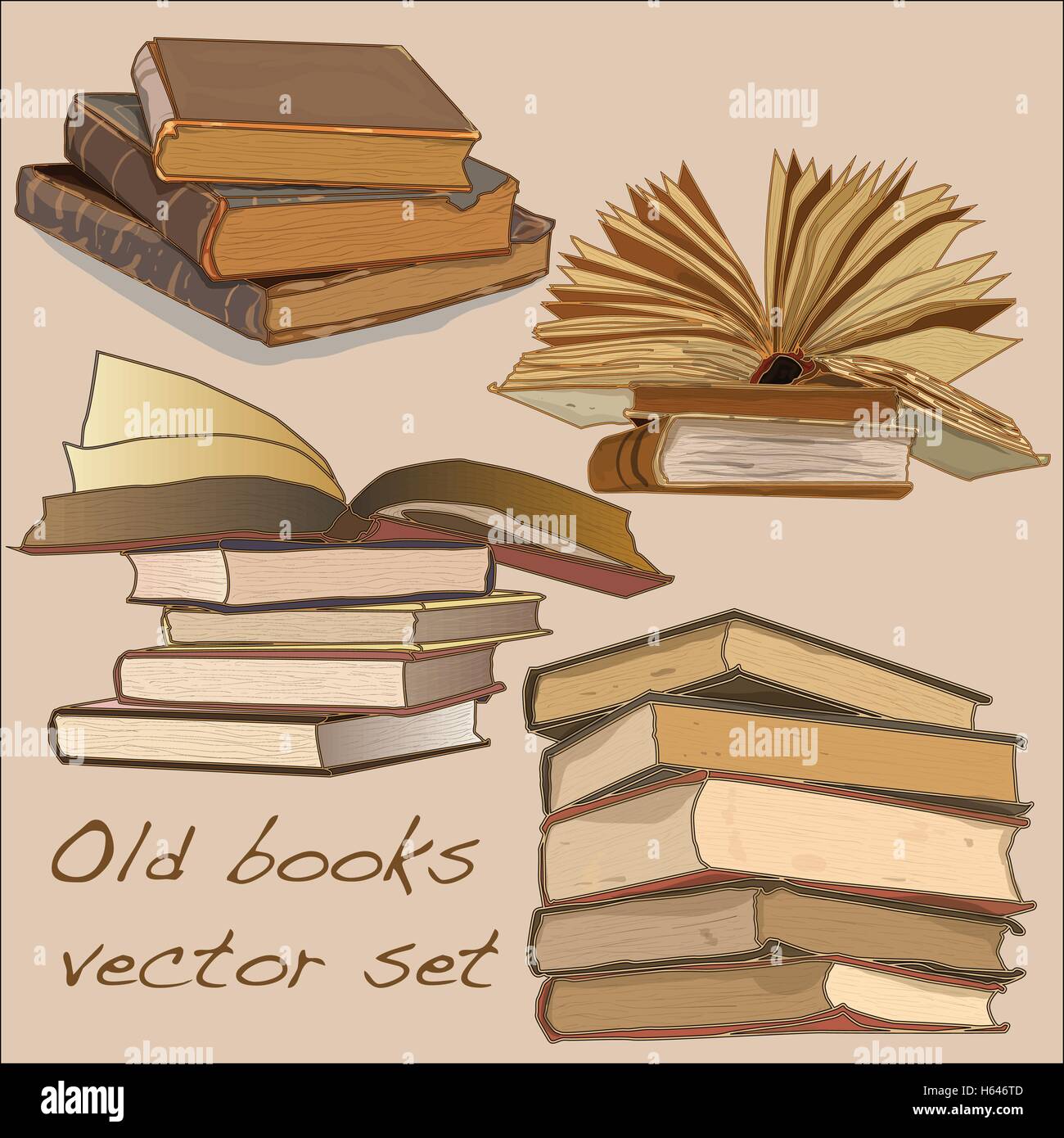 Leather books vintage illustration Stock Vector Images - Alamy