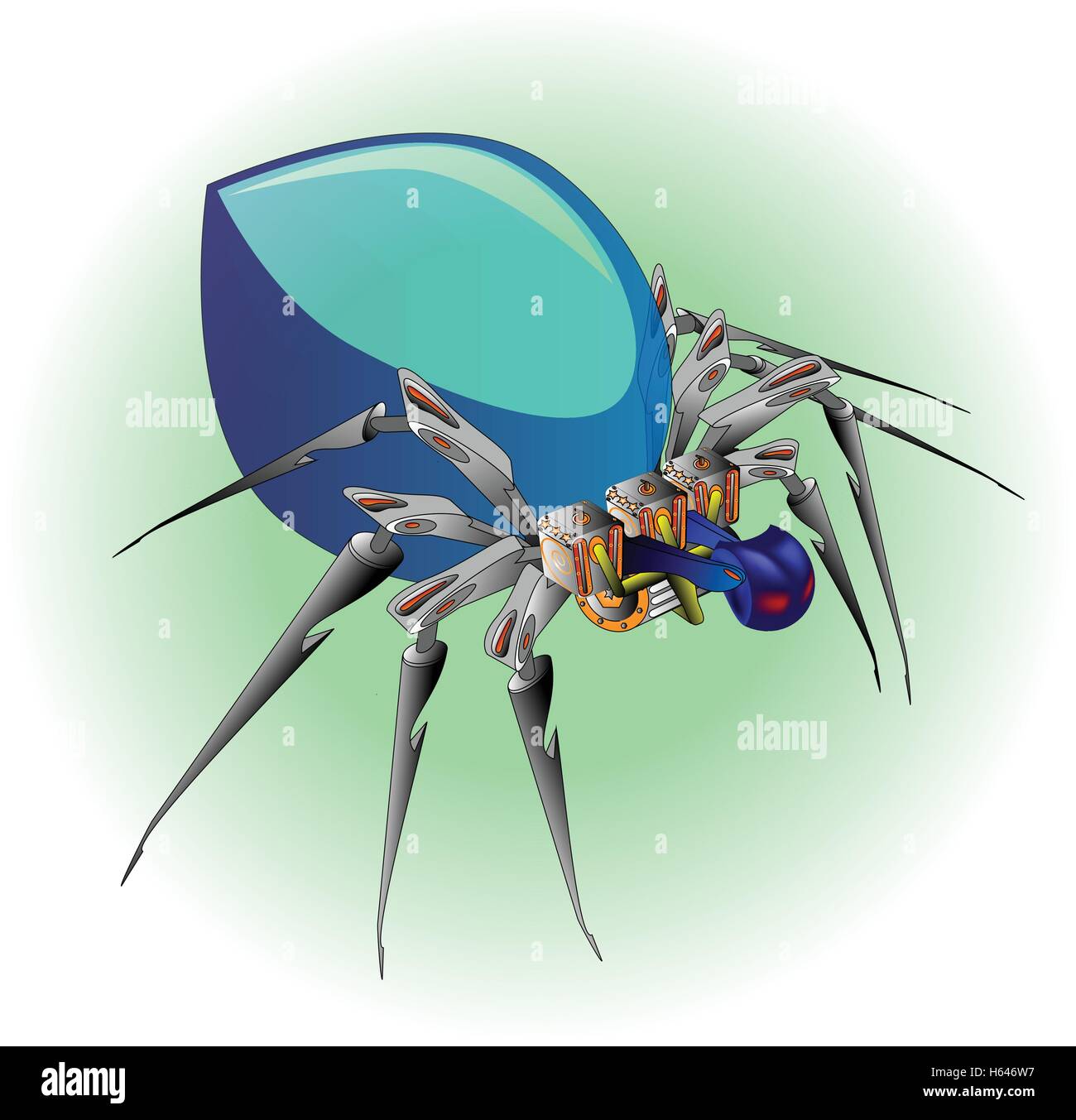 techno spider isolated fantasy illustration Stock Vector Image & Art ...