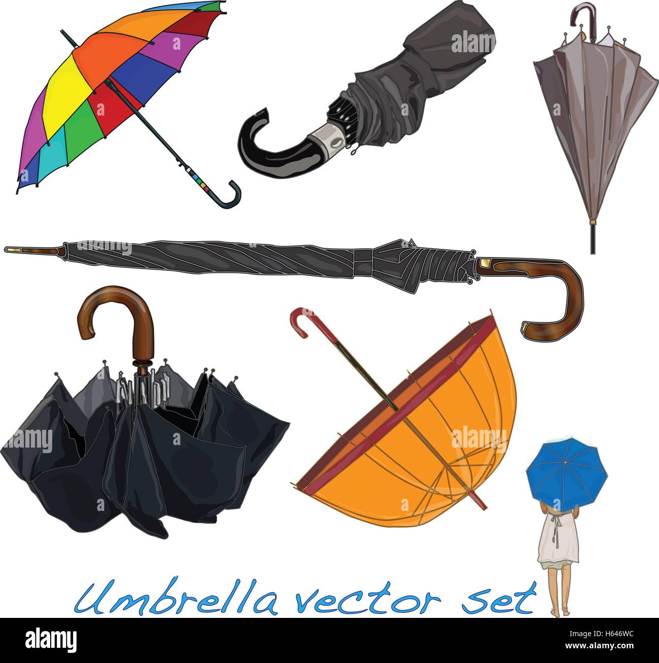 umbrella collection set vector Stock Vector Image & Art - Alamy