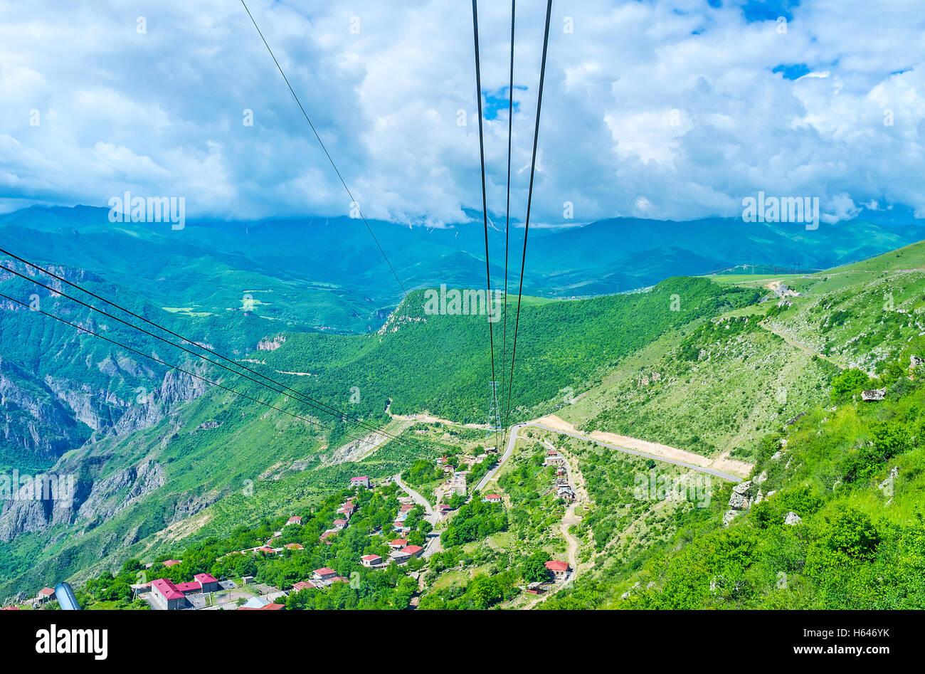 The cables of the longest reversible aerial tramway Wings of Tatev ...
