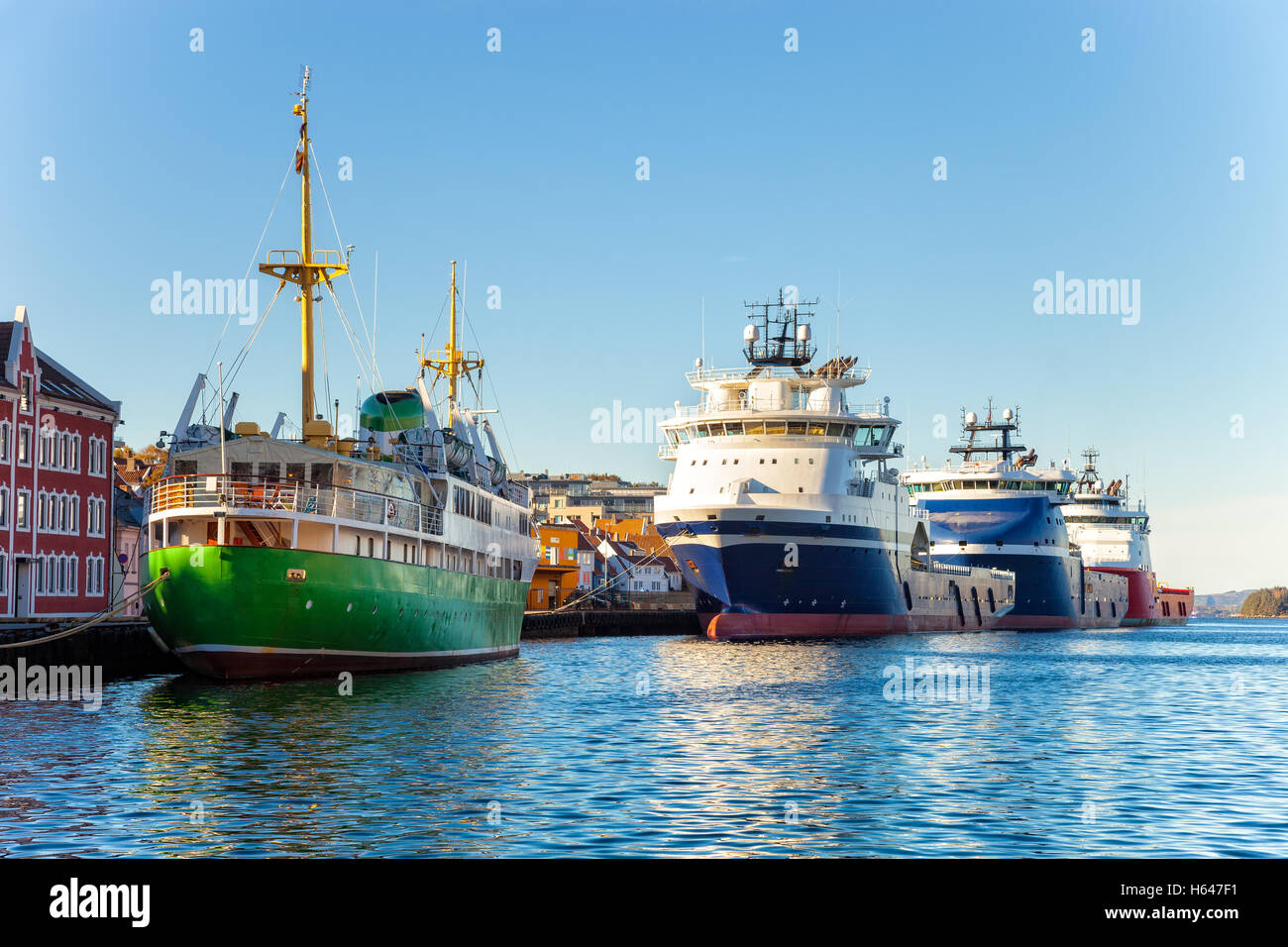 Ships moored at the quay in port of Stavanger, Norway Stock Photo - Alamy
