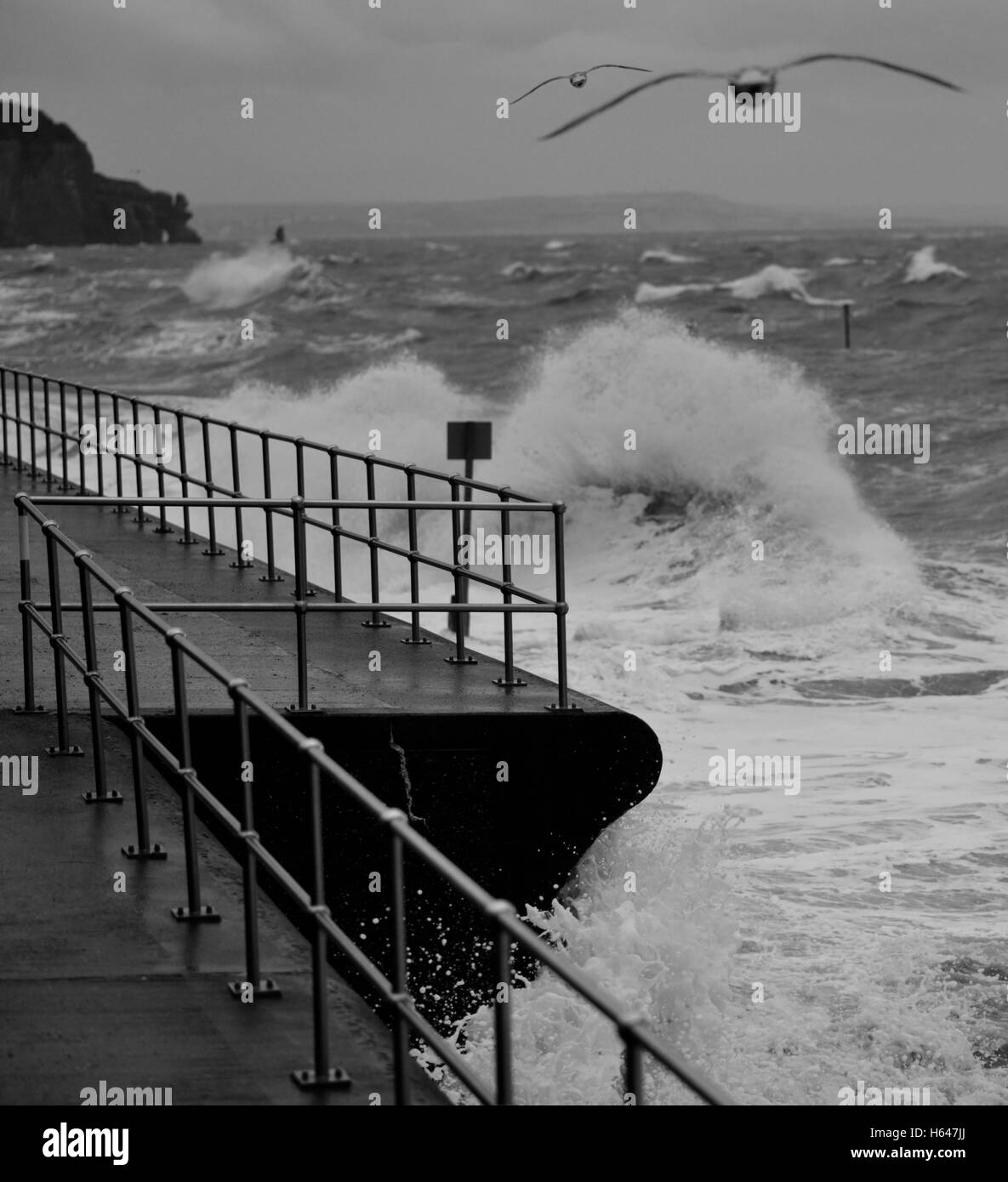 Stormy weather at the seaside Black and White Stock Photos & Images - Alamy