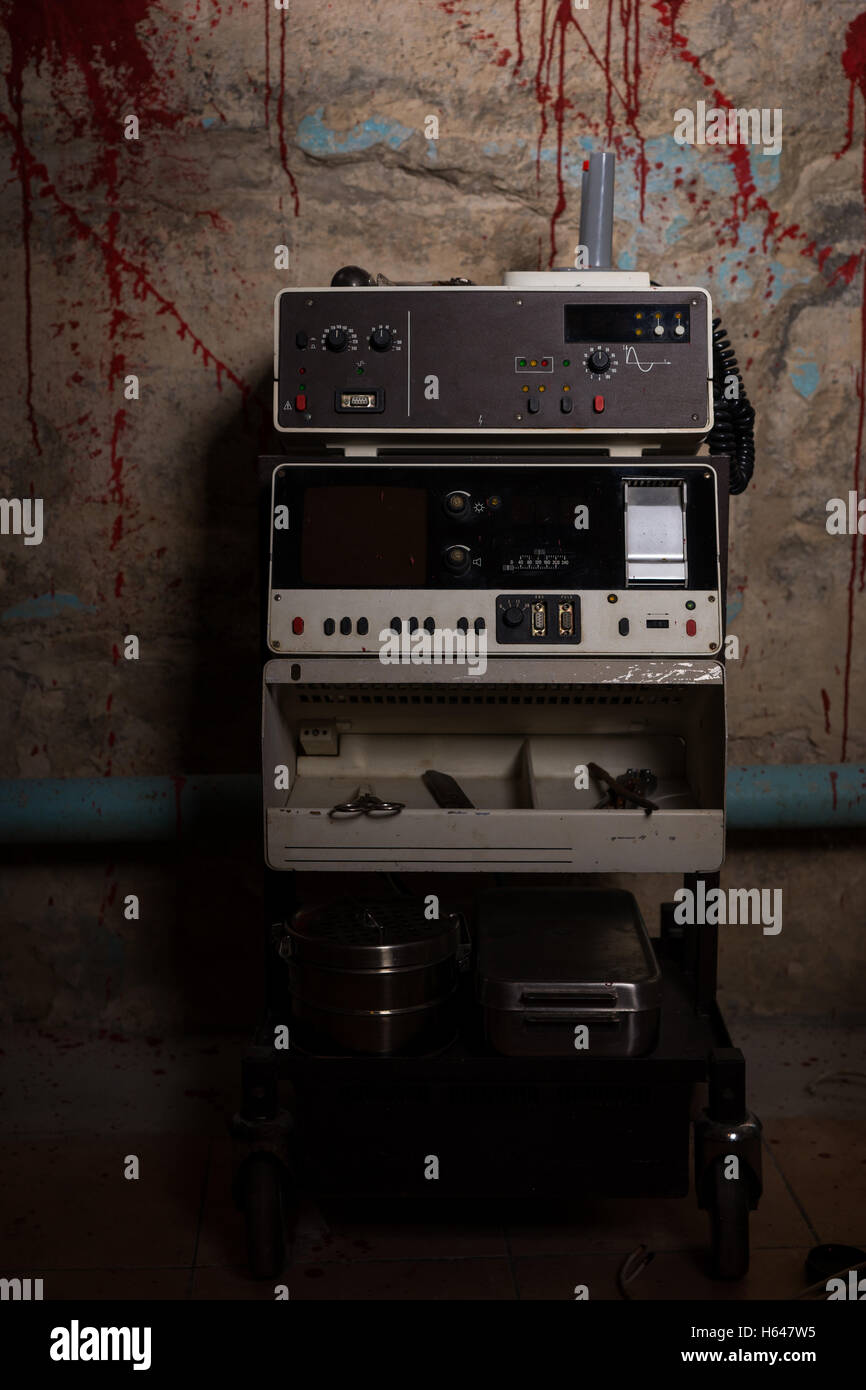 Dangerous electrical shocking device with blood stained wall for ...