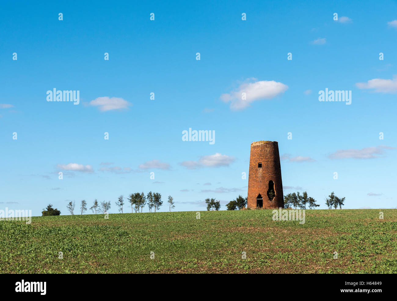 Derelict windmill in field near Chilton Street Clare Suffolk 2016 Stock ...